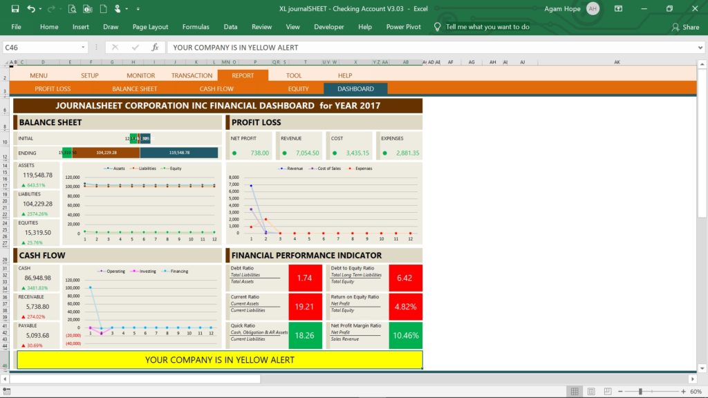 JS003-FNA-XL CHECKING ACCOUNTS - journalSHEET