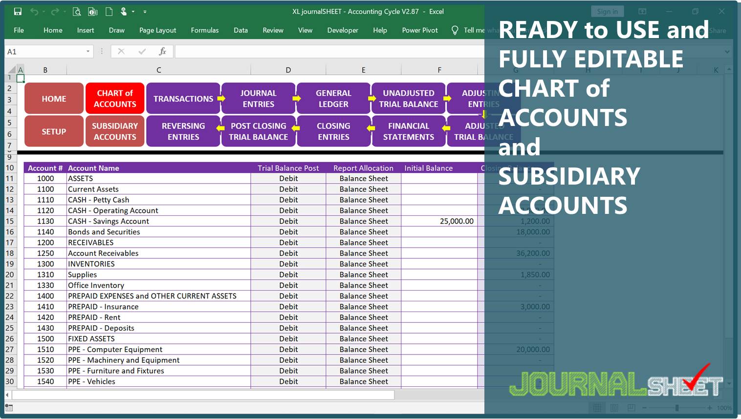 Accounting Cycle Spreadsheet - journalSHEET