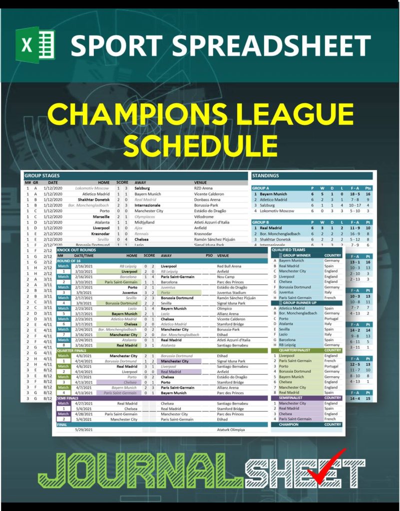 JS805-SS-XL UEFA CHAMPIONS LEAGUE 2023/2024 FIXTURES | SCORESHEET ...