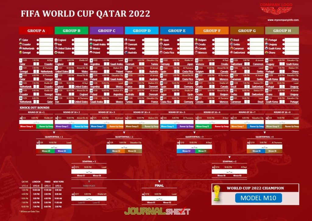 JS822-PT-PDF FIFA WORLD CUP 2022 SCHEDULE | WALL CHART - journalSHEET