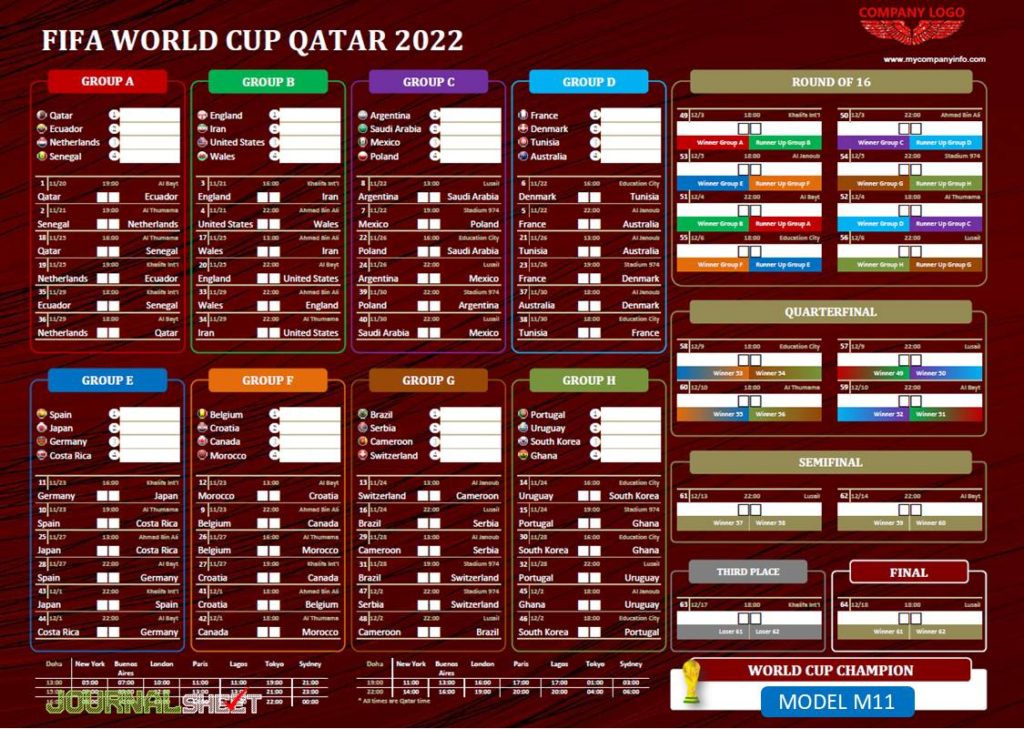JS822-PT-PDF FIFA WORLD CUP 2022 SCHEDULE | WALL CHART - journalSHEET