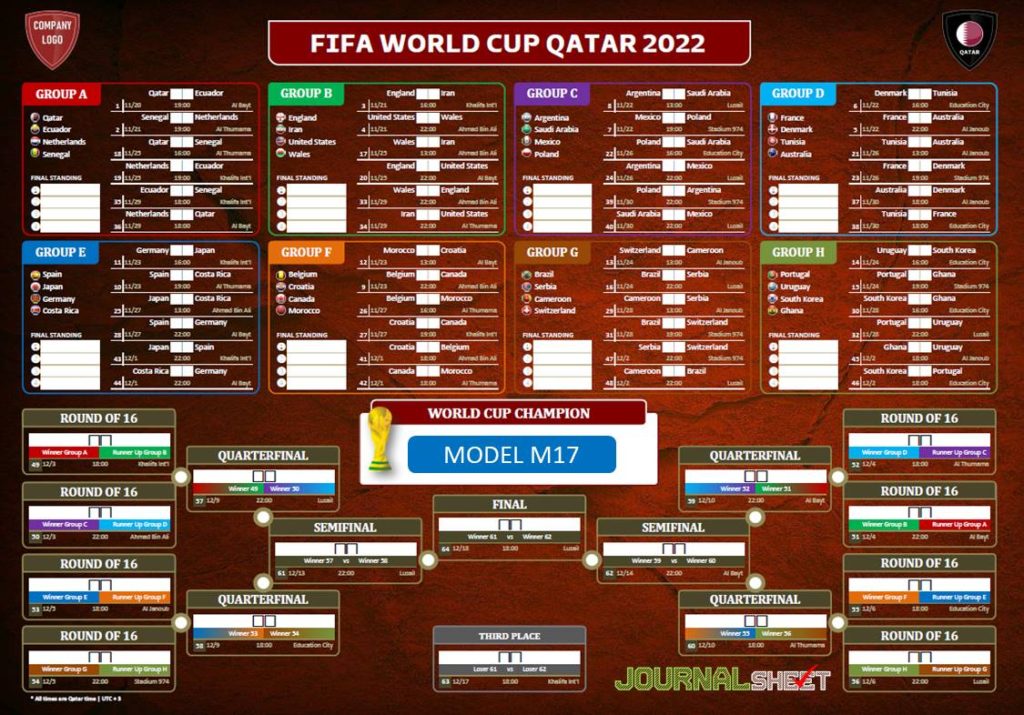 JS822-PT-PDF FIFA WORLD CUP 2022 SCHEDULE | WALL CHART - journalSHEET