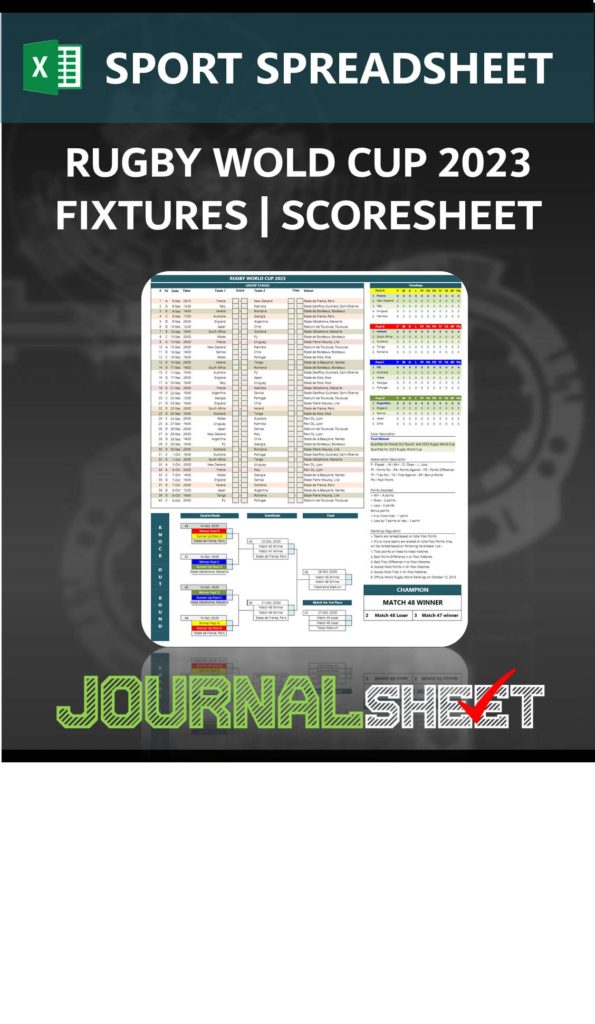 JS830-SS-XL RUGBY WORLD CUP 2023 SCHEDULE | SCORESHEET - journalSHEET